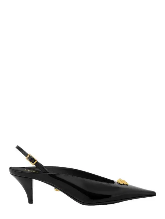 Versace Medusa Head Pointed-toe Slingback Heels - Black