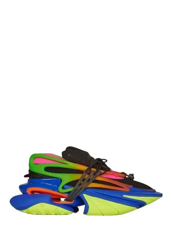Balmain Multicolor Neoprene And Leather Unicorn Low-top Sneakers - Green