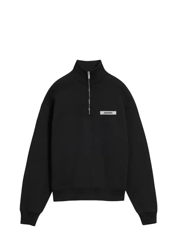 Jacquemus The Gros Grain Zipped-rollneck Sweatshirt - Black