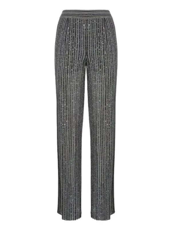 Missoni Sequined Striped Trousers - Silver And Gray