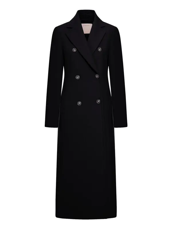 Sportmax Double-breasted Long Coat - Black