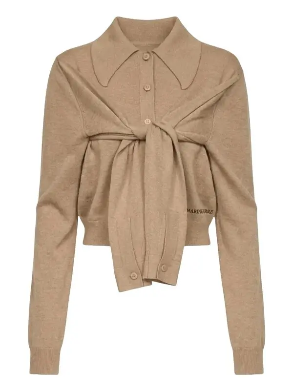 MARINE SERRE Tie Detail Wrapped Hybrid Cardigan - Nude