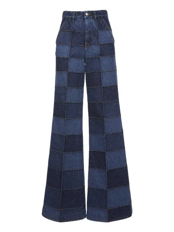 Chloé Patchwork Wide-leg Jeans - Blue