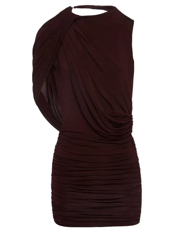 Magda Butrym Asymmetrical Draped Mini Dress - Bordeaux
