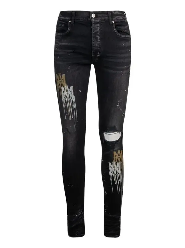 Amiri Paint Splatter Skinny Jeans - Black