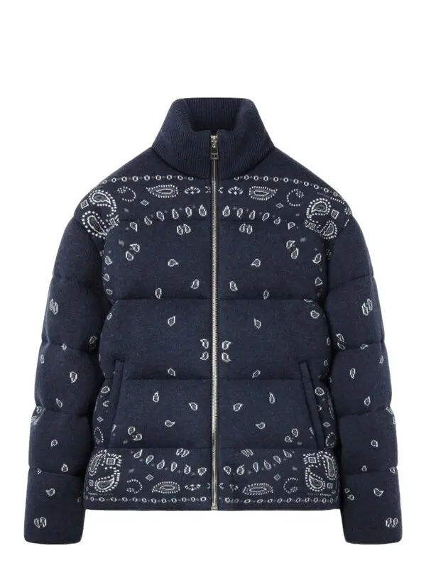 Alanui Bandana Jacquard Puffer Jacket - Black