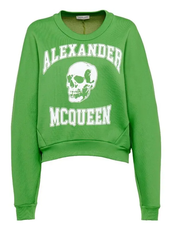 Alexander McQueen Varsity Skull Crewneck Sweatshirt - Green