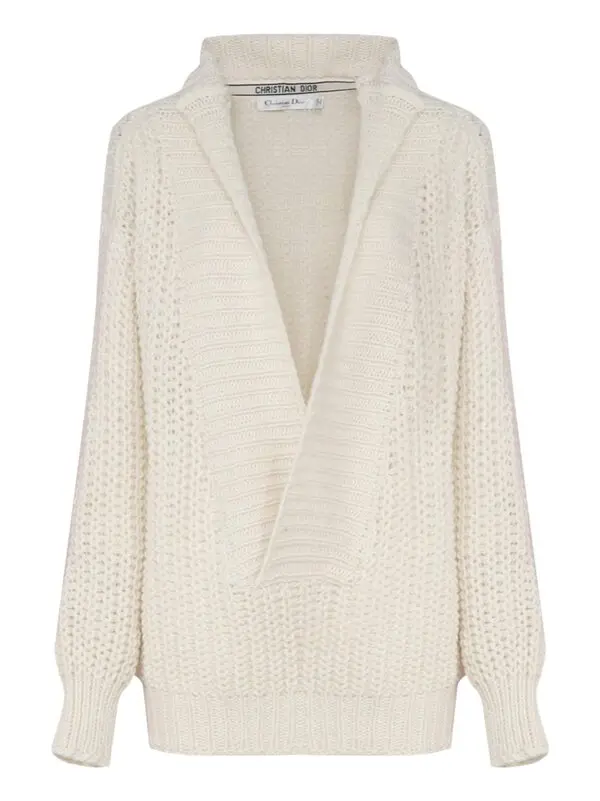 Dior Long-sleeved Sweater With Lapels And Ribbed Details - True Color