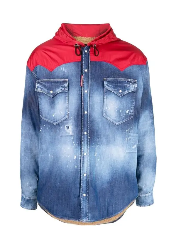 Dsquared2 Hooded Military Denim Overshirt - Blue