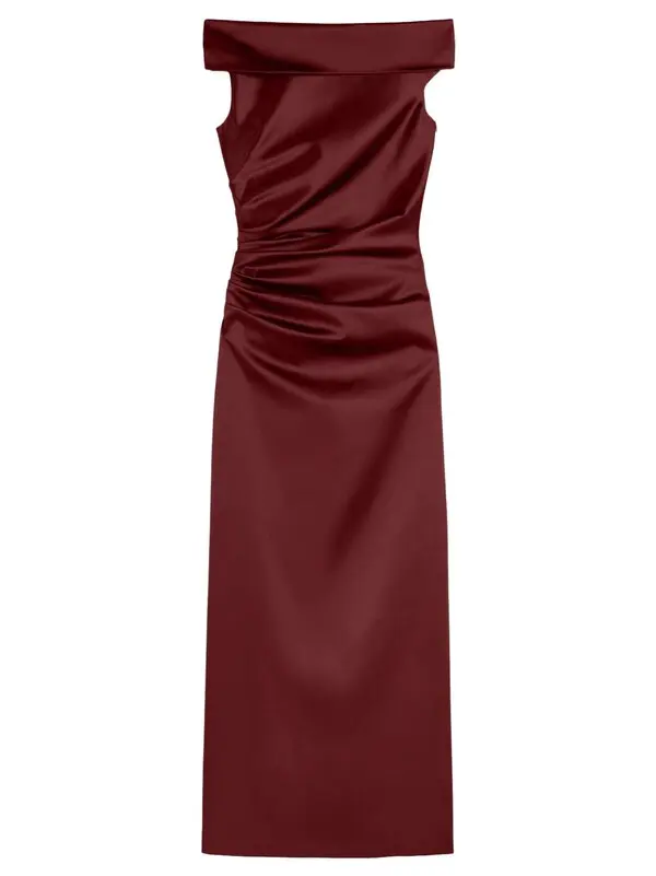 Max Mara Opaco Off-shoulder Maxi Dress - Raspberry Color