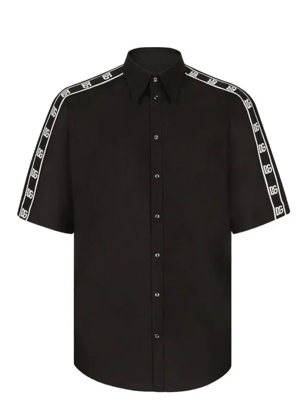Dolce & Gabbana Logo-tape Cotton Shirt - Black