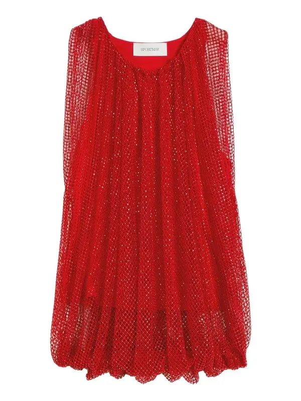 Sportmax Embellished Mesh Tank Top - Red