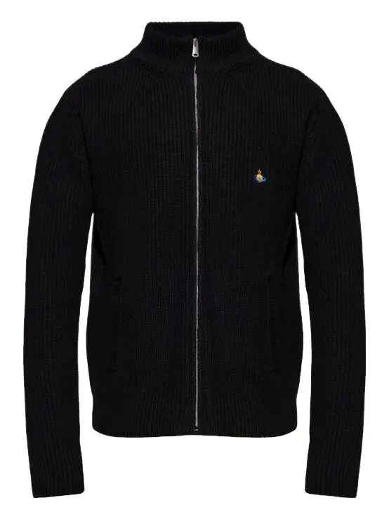 VIVIENNE WESTWOOD Logo Embroidered Cardigan - Black