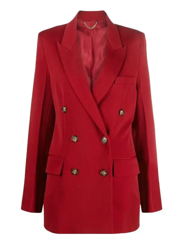 Victoria Beckham Double Breasted Straight Hem Blazer - Red
