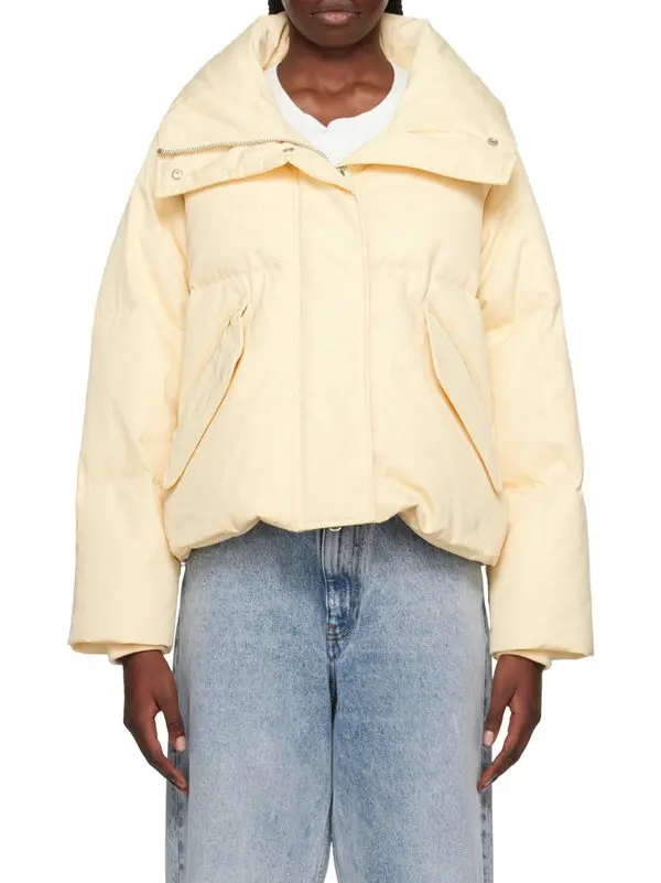MAISON MARGIELA Quilted Down Jacket With Logo Embroidery - Nude