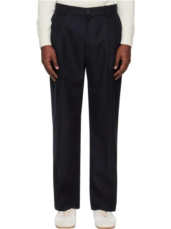 Studio Nicholson Selby Straight Leg Casual Pants - Deep Navy Blue