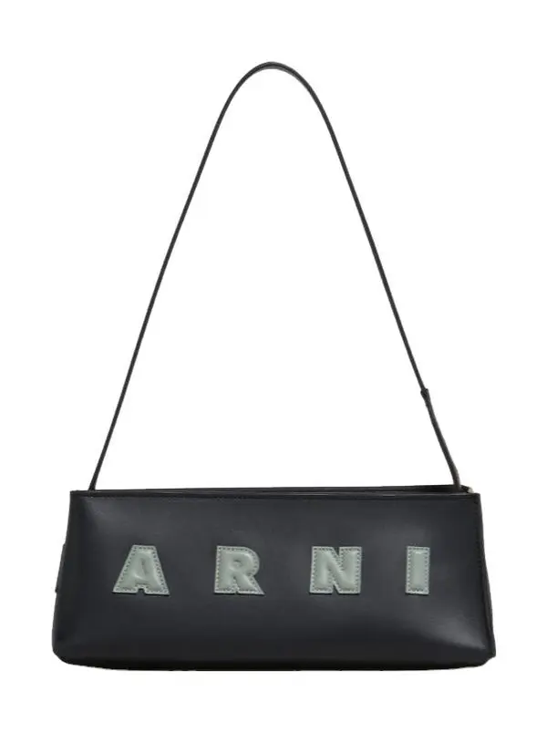 Marni Logo Detailed Shoulder Bag - Black