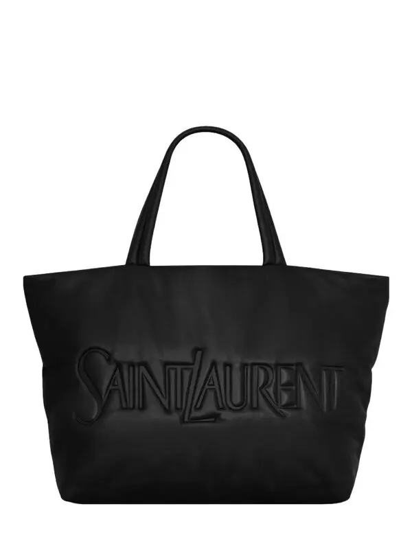 Saint Laurent Logo Detailed Large Tote Bag - Black