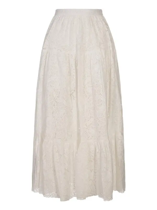 Erdem Tiered Midi Skirt - Ivory