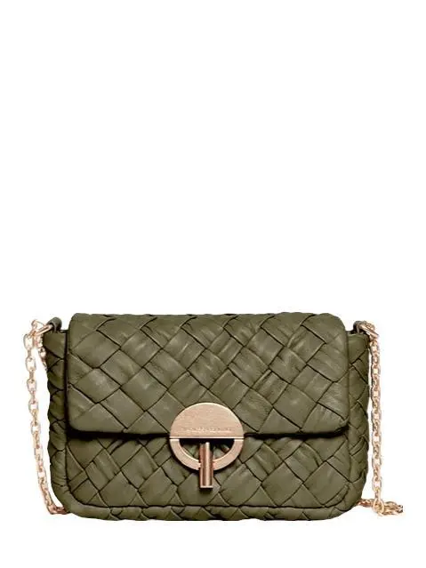 Vanessa Bruno Small Braided Leather Moon Bag - Khaki