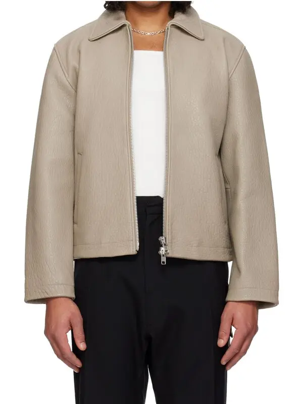 SUNFLOWER Long-sleeved Leather Jacket - Taupe