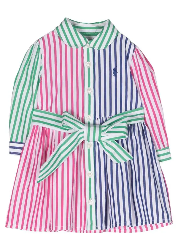 Ralph Lauren Striped A-line Dress With Matching Knickers - Purple
