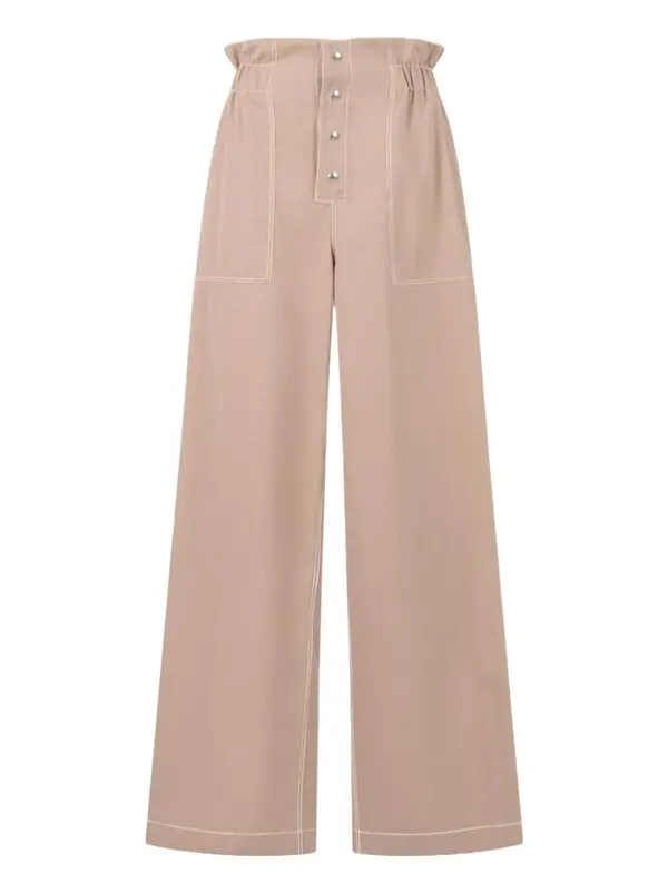 Marni High-waisted Elasticated Paper Bag Waist Gabardine Trousers - Cement
