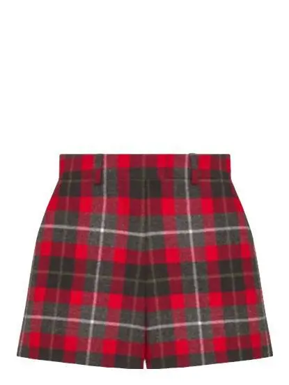Dior Checked Wool Shorts - Red