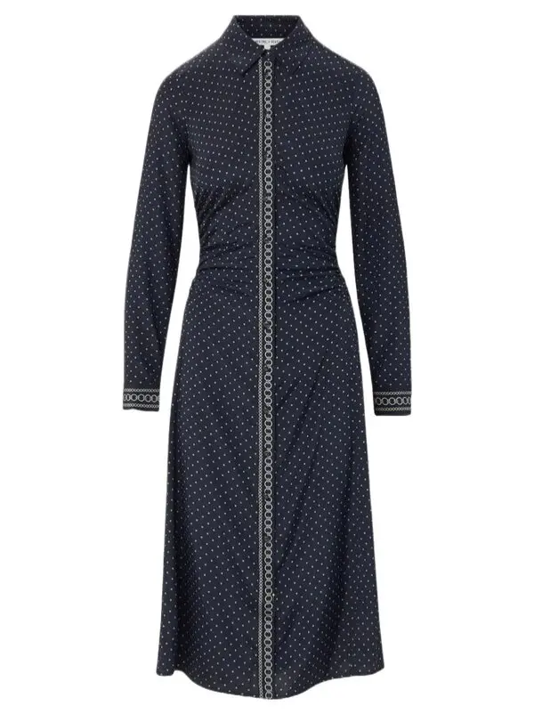 Veronica Beard Polka Dot Silk Midi Dress - Black