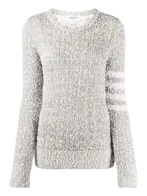Thom Browne Open Tuck Stitch 4-bar Jumper - Light Gray