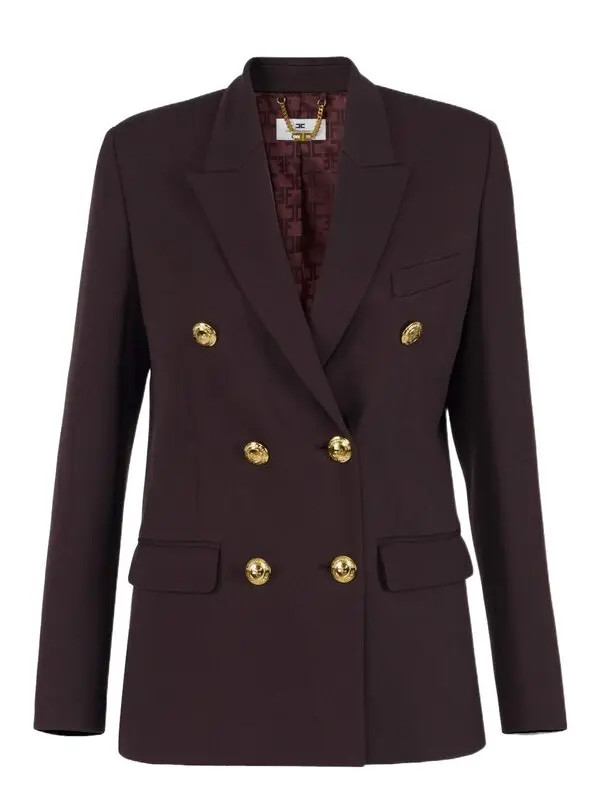 Elisabetta Franchi Double Breasted Blazer - Cocoa