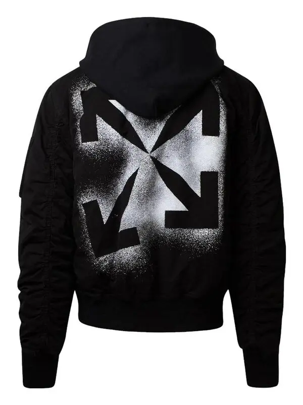 Off-White Stencil Arrows-motif Hooded Bomber Jacket - Black