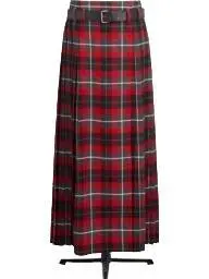 Dior Checked Maxi Skirt With Belt Detail - Black