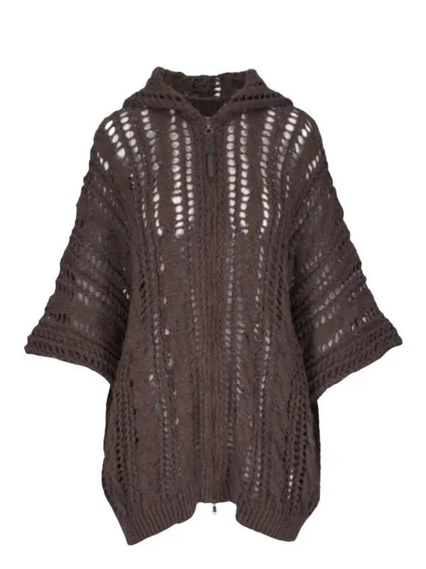 Brunello Cucinelli Zip-up Hooded Knitted Cardigan - Brown