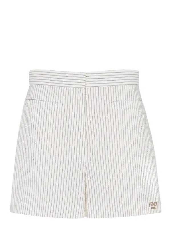 Fendi Logo Embroidered Striped Shorts - White