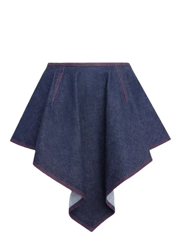 Alaïa Asymmetrical Denim Skirt With Contrast Stitching - Blue