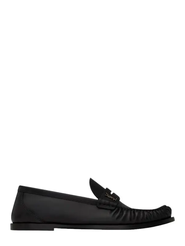 Saint Laurent Logo Plaque Slip-on Loafers - Black