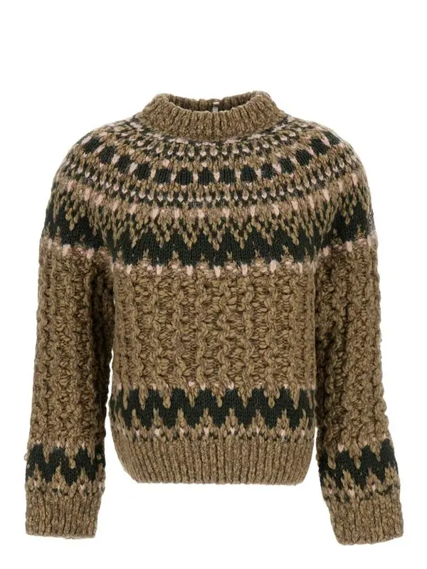 Moncler Long-sleeved Fair Isle Knit Sweater - No