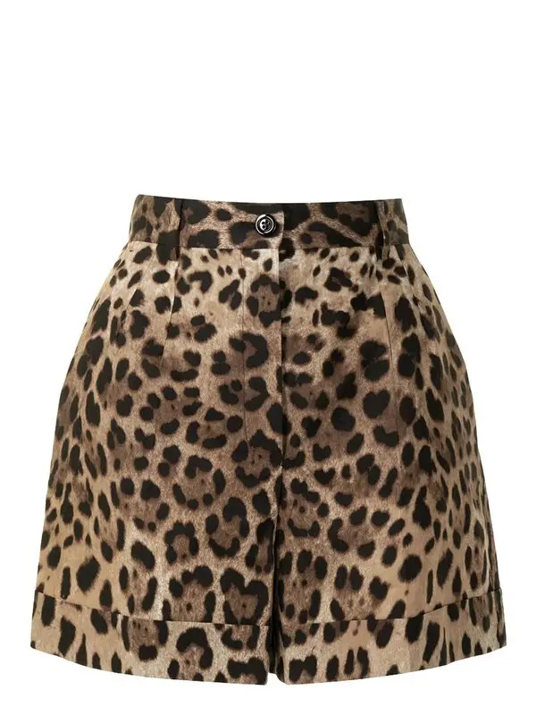 Dolce & Gabbana Leopard Printed Poplin Shorts - Multicolor