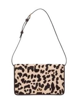 Valentino Garavani Vlogo Signature Leopard Printed Shoulder Bag - Nude