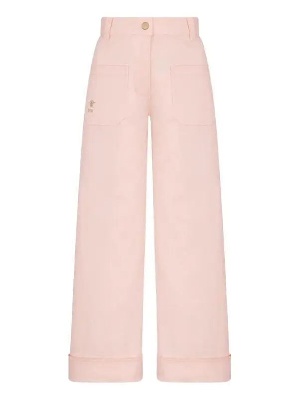 Dior Embroidered Bee Wide-leg Trousers - Pale Pink