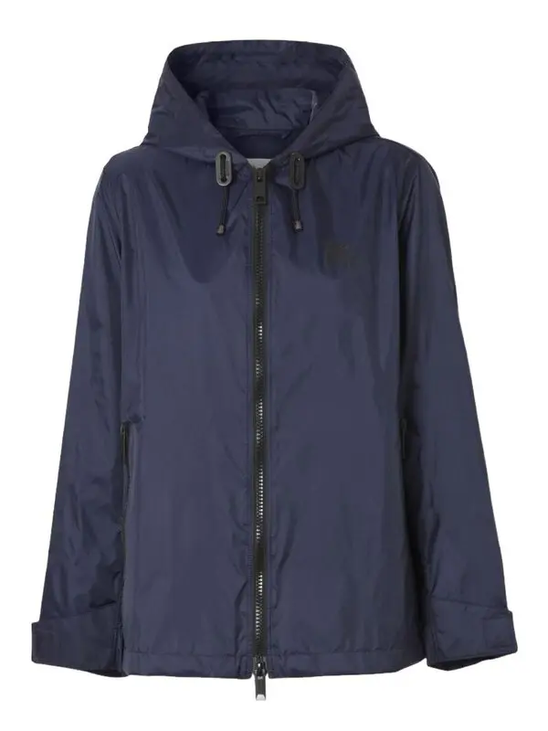 Burberry Zip-up Casual Jacket With Drawstring Hood - Blue