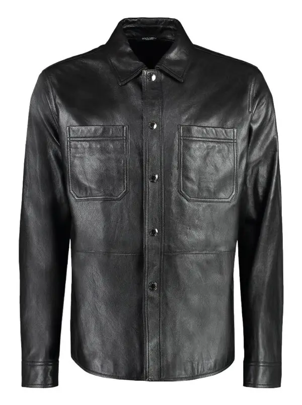 Dolce & Gabbana Button-up Leather Shirt - Black