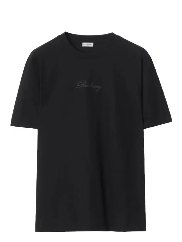 Burberry Logo Embroidered Crewneck T-shirt - Black
