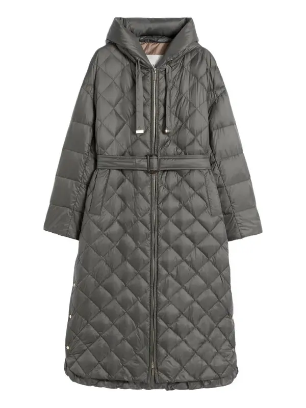 Max Mara Long Quilted Down Jacket In Water-repellent Fabric - Black