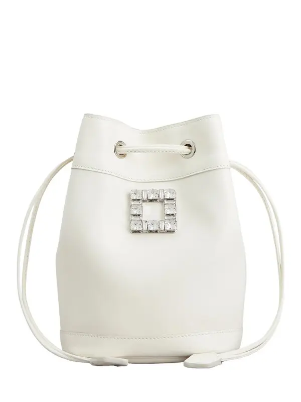 ROGER VIVIER Très Vivier Embellished Bucket Bag - Cream