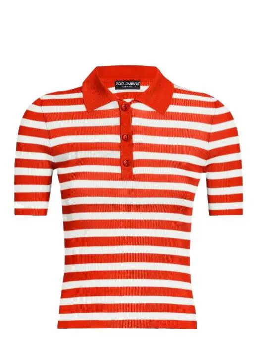 Dolce & Gabbana Striped Short-sleeved Polo Shirt - Red