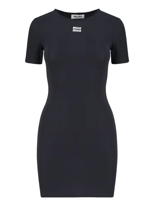 Miu Miu Stretch Jersey Minidress - Black