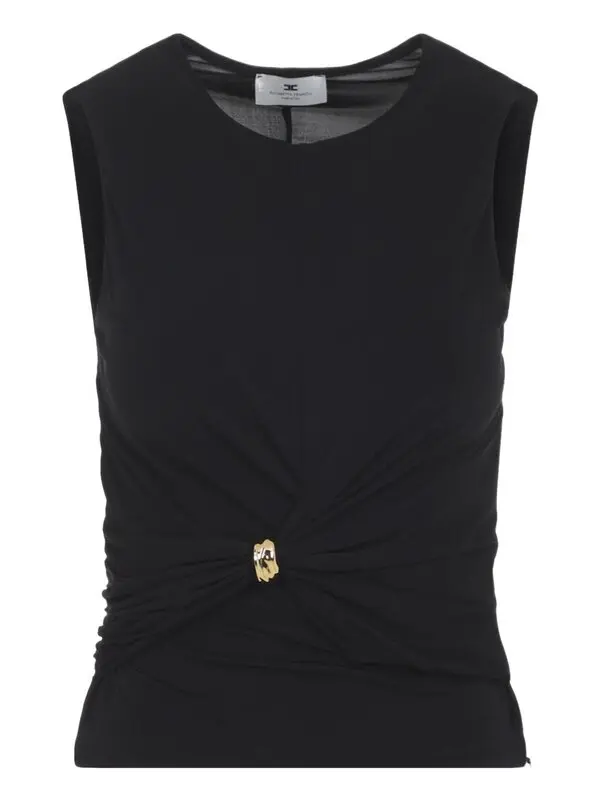 Elisabetta Franchi Sleeveless Jersey Top With Jewel Detail - Black