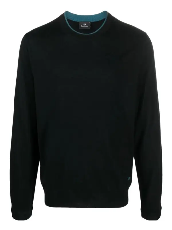Paul Smith Crewneck Jumper With Side Embroidery - Black